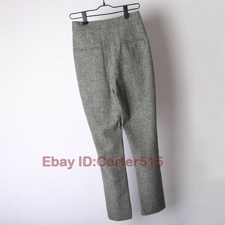 Women's Wool Blend Tweed Herringbone Harem Trousers High Waist Casual Pants | eBay