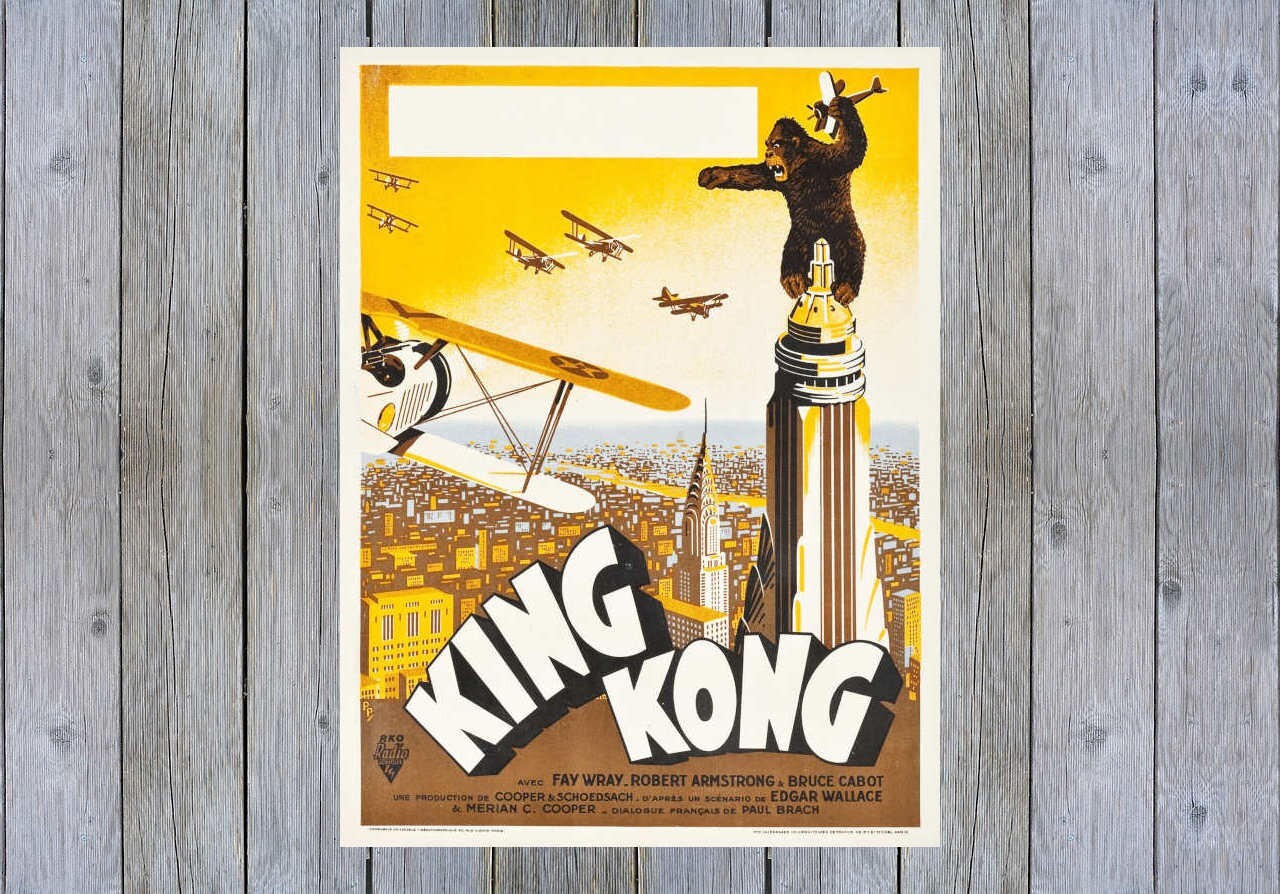 1933 KING KONG VINTAGE MONSTER MOVIE POSTER PRINT FRENCH B 48x36 BIG ...