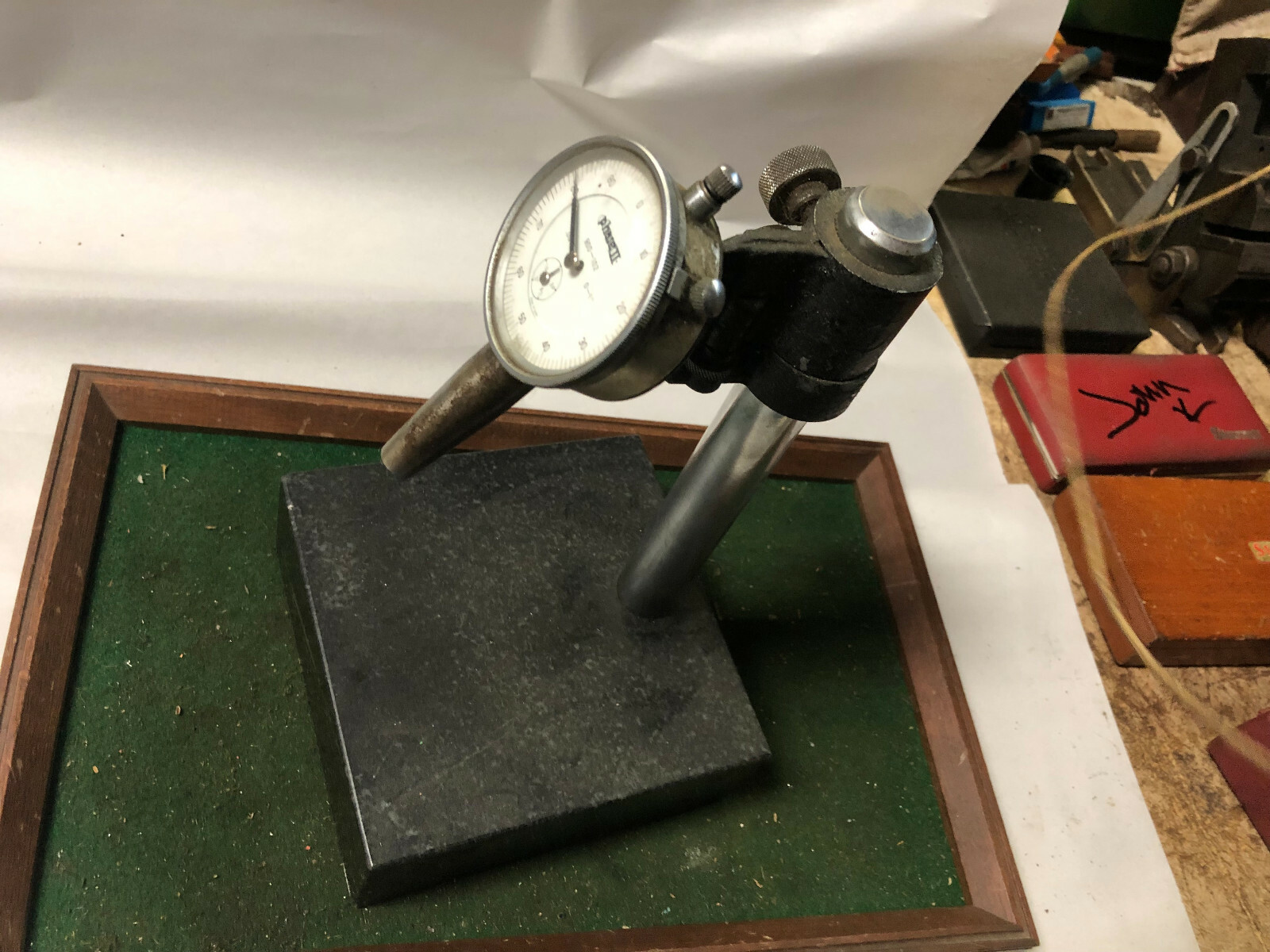 MACHINIST LATHE MILL Granite Comparator Surface Plate & Drop Indicator ...