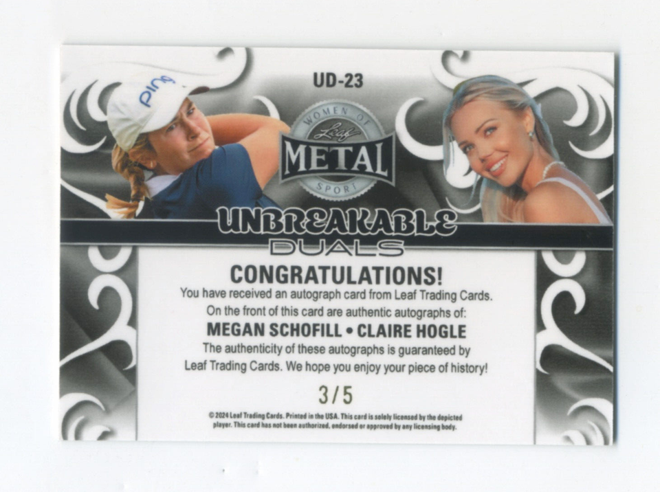 2024 Leaf Women of Sport MEGAN SCHOFILL / CLAIRE HOGLE DUAL AUTO 3/5 | eBay