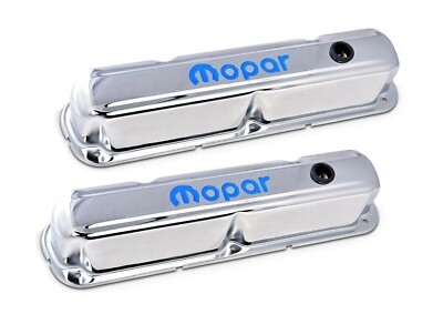FITS 1964-91 SB LA MOPAR LOGO DODGE CHROME VALVE COVERS 273 318 340 360 ...