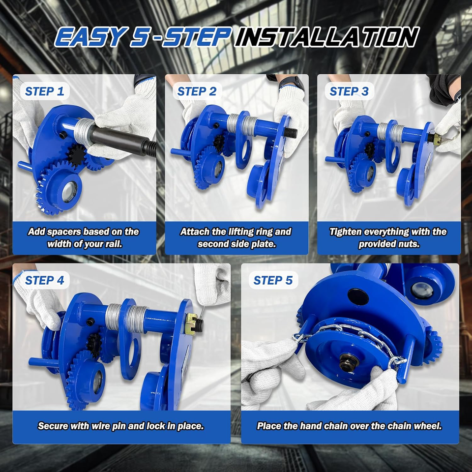 Manual Chain Trolley 1 Ton, 2200LBS Capacity Adjustable Gantry Crane ...