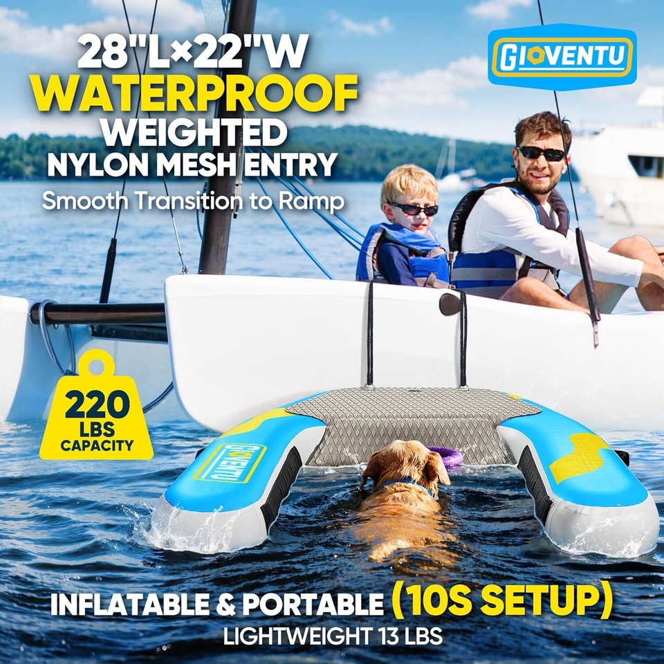 Inflatable Dog Pool Float Ramp Non-Slip EVA Pad Dog Water Ramp Up to ...