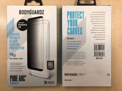 BodyGuardz Pure Arc Privacy Samsung Galaxy S9 , Privacy Curved Tempered ...