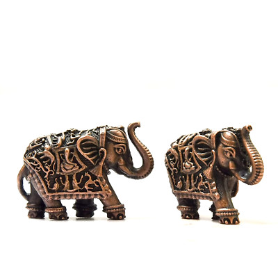 Handmade Copper Elephant Set Figurine Statue Rich Patina Antique Finish ...