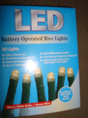 LED RICE LIGHTS CLEAR 50 LIGHTS BATTERY OPERATED | eBay