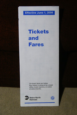 MTA Metro-North Railroad - Tickets and Fares - June 1, 2006 | eBay