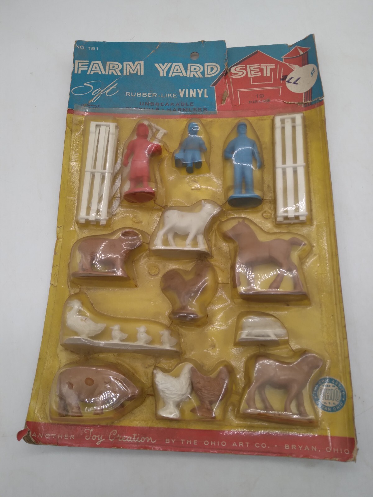 Vintage 1950's Ohio Art Co no. 191 Farm Yard Set Vinyl Rubber Animal ...