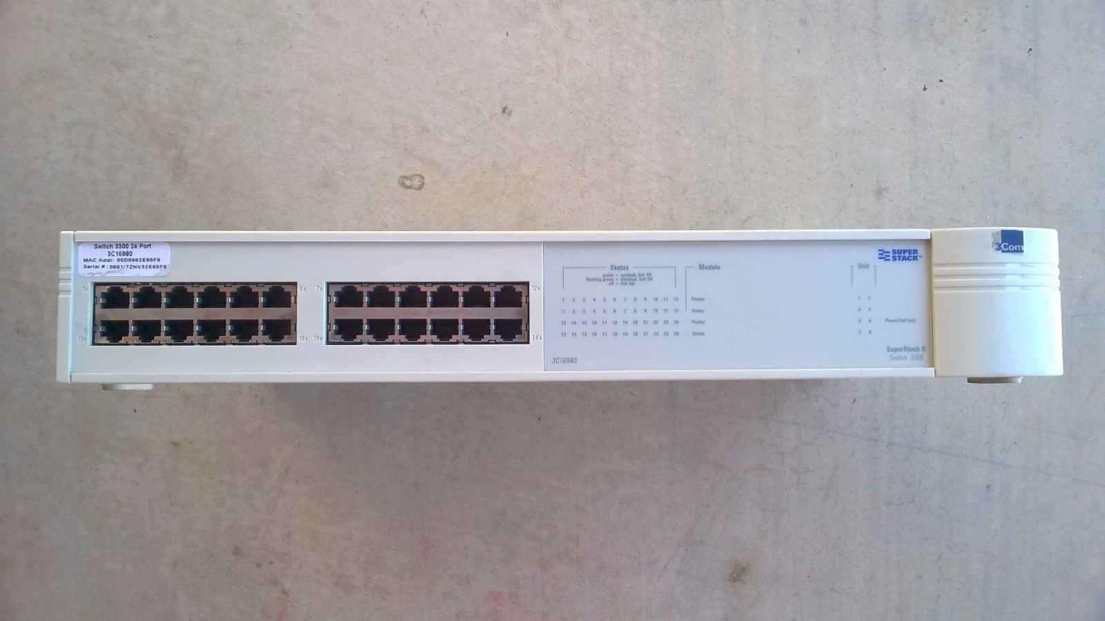 3COM Super Stack II Switch 3300 1698-010-000-6.01 24 Port Switch 3C16980 | eBay