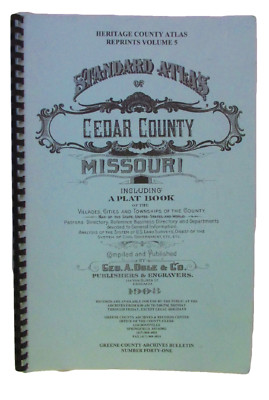 Cedar County Missouri Standard Atlas 1908 1998 Reprint Plat Book Cities ...