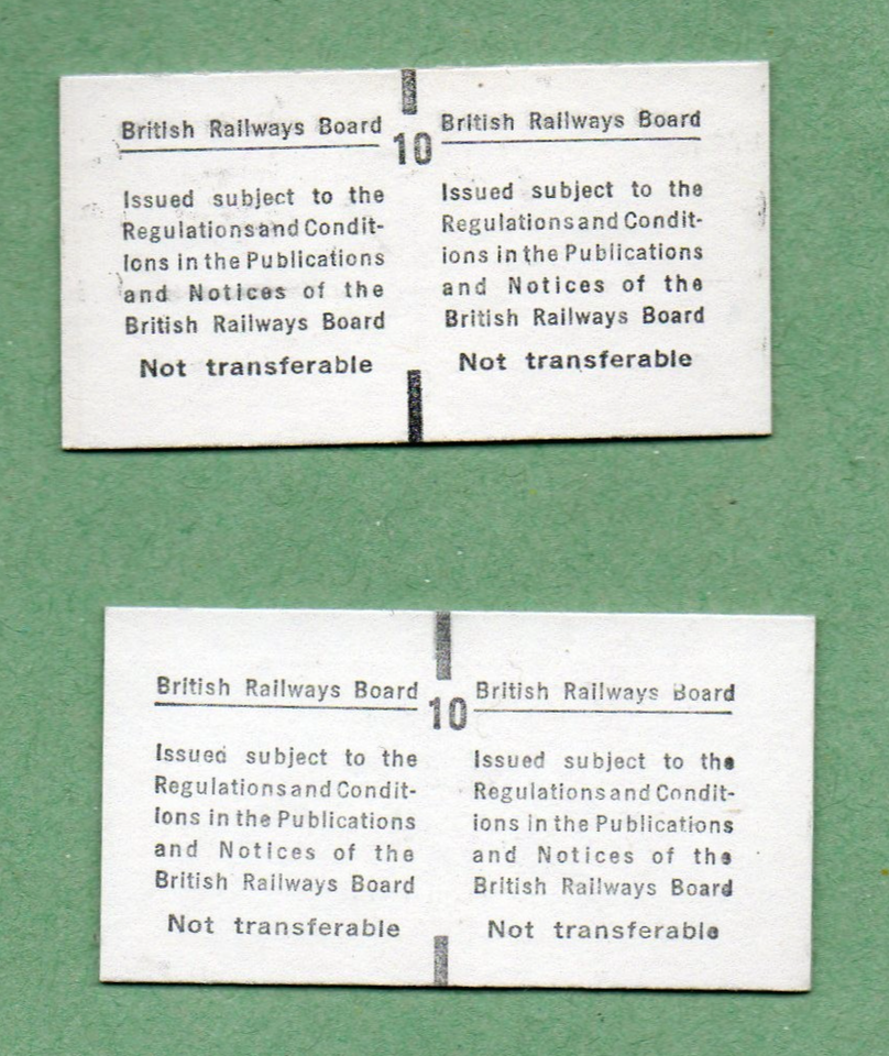 LONDON VICTORIA & WATERLOO railway platform tickets. BRB Ed card green ...