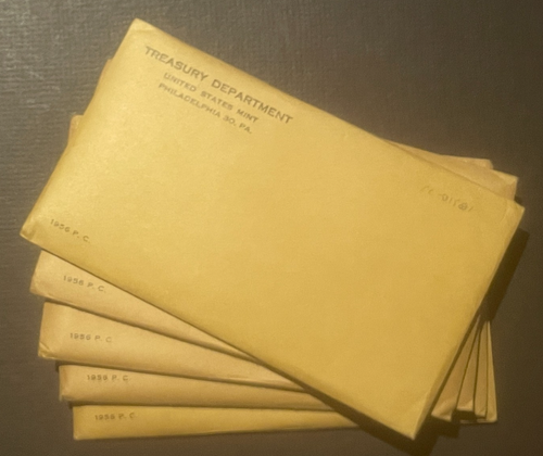 5x Unopened Sealed 1956 U.S. Proof Sets inc three 90% Silver Coins each ...