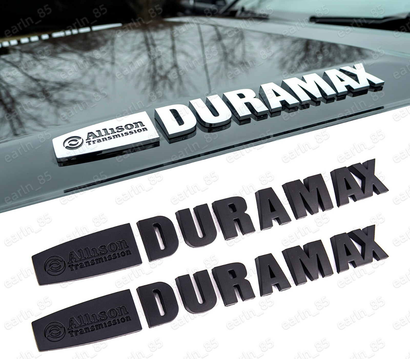 2x Matte Black Allison Transmission Duramax Hood Emblem Badge Trucks ...