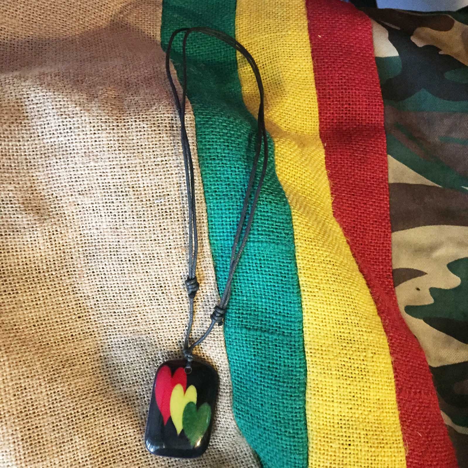 Black Cord Necklace Reggae Vibes Dog Tag Selassie Rasta Necklace ...