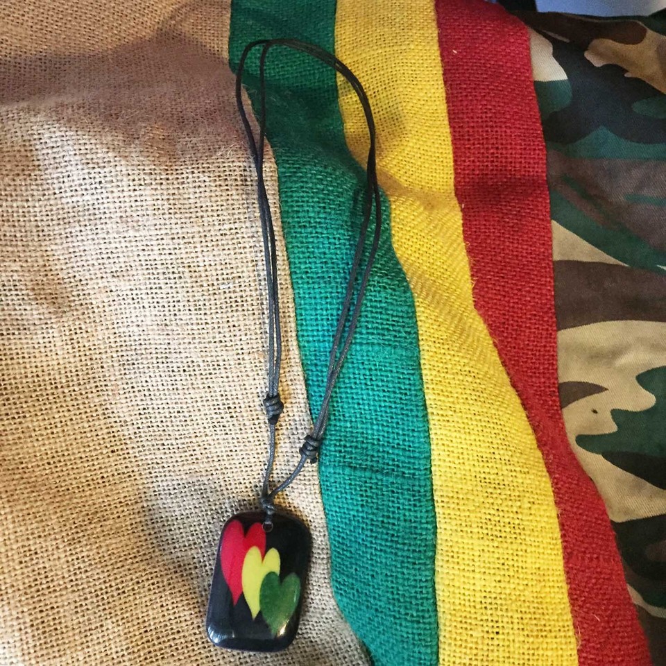 Rasta Selassie Dog Tag Necklace Black Cord Adjustable Reggae Marley ...