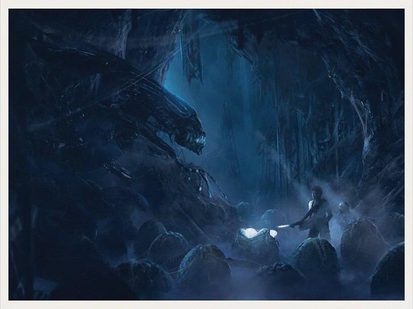 Aliens Ripley vs Alien Queen Xenomorph Eggs Facehugger Giclee Print ...