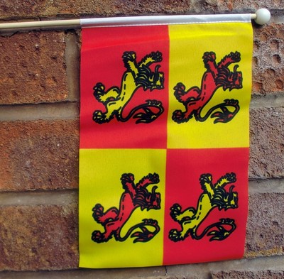 OWAIN GLYN DWR WALES HAND WAVING FLAG medium 9" X 6" wooden pole flags ...