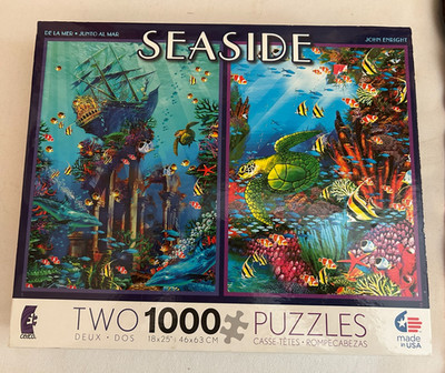 2 Ceaco 1,000 PC Puzzles- Seaside/under ocean scenes-18x25-factory ...