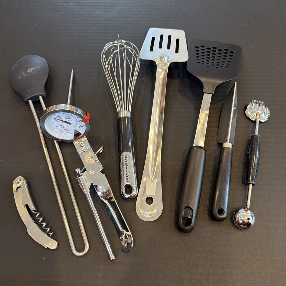 Mixed Lot Kitchen Utensils Gadgets Can Opener Cork Screw Whisk Citrus ...