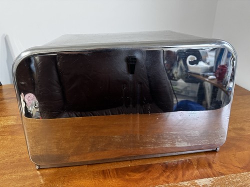 MCM Metal Steel Bread Box Retro Vintage Kitchen Countertop Holder ...