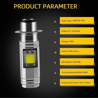 LED Headlight H4 BA20D H6 with Super Bright Output for Motorcycle ...