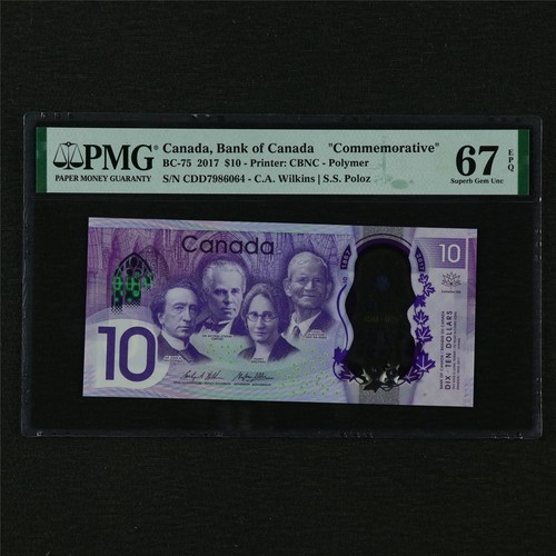 2017 Canada Bank of Canada BC-75 10 Dollars PMG 67 EPQ Superb Gem UNC ...