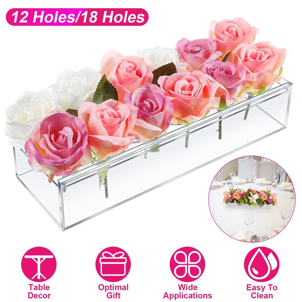 Acrylic Rectangular Flower Vase for Home Dinning Table Wedding Party ...