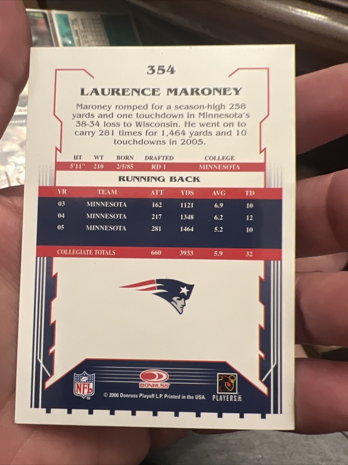 Score Trading Card NFL 2006 Rookie Laurence Maroney 39 RB #354 | eBay