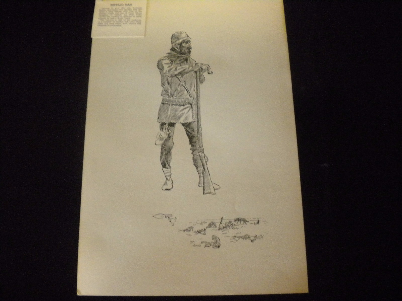 Vint. Charles Russell Black & White Sketch Print "Buffalo Man" Western ...