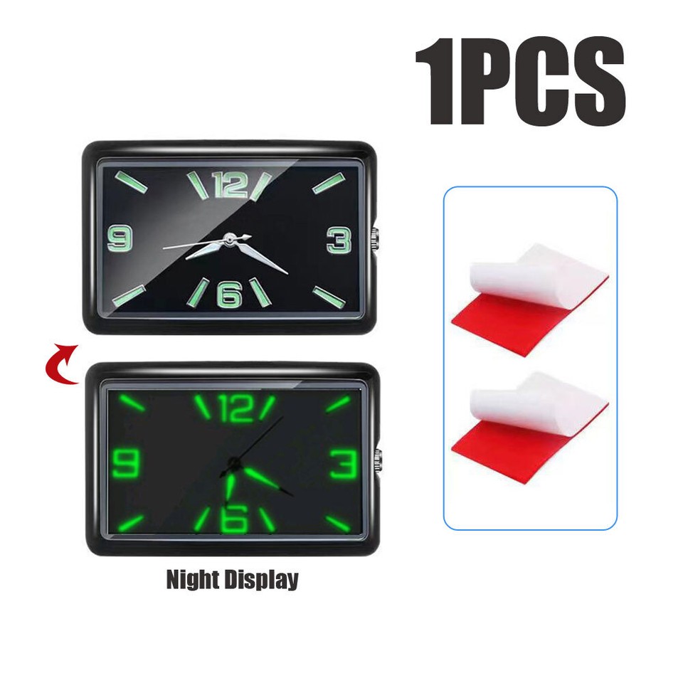 Luminous Mini Car Clock Dashboard Stick-On Watch Quartz Clock Car ...
