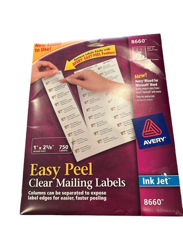 Avery Matte Clear Easy Peel Address Labels - 8660 for sale online | eBay