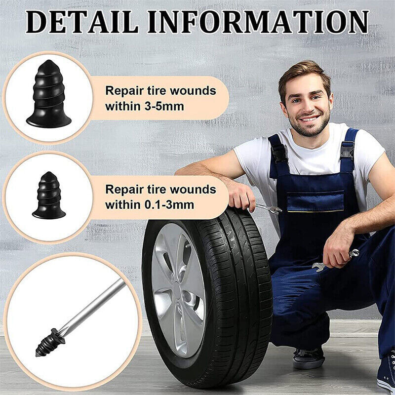 Car Tubeless Vacuum Tyre Puncture Repair Kit Screw Nails Tire Patch Plug Fix New 723849248869| eBay