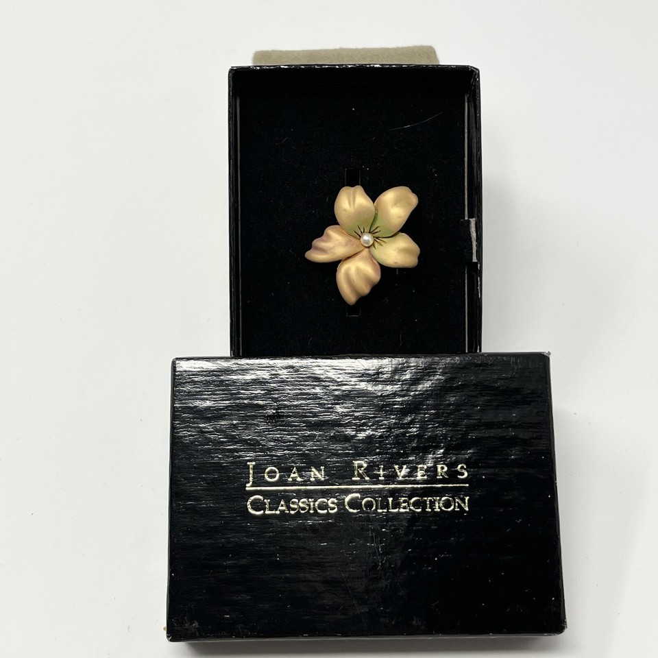 Joan Rivers Brooch Matte Pearl Iridescent Enamel Flowers Art Nouveau ...