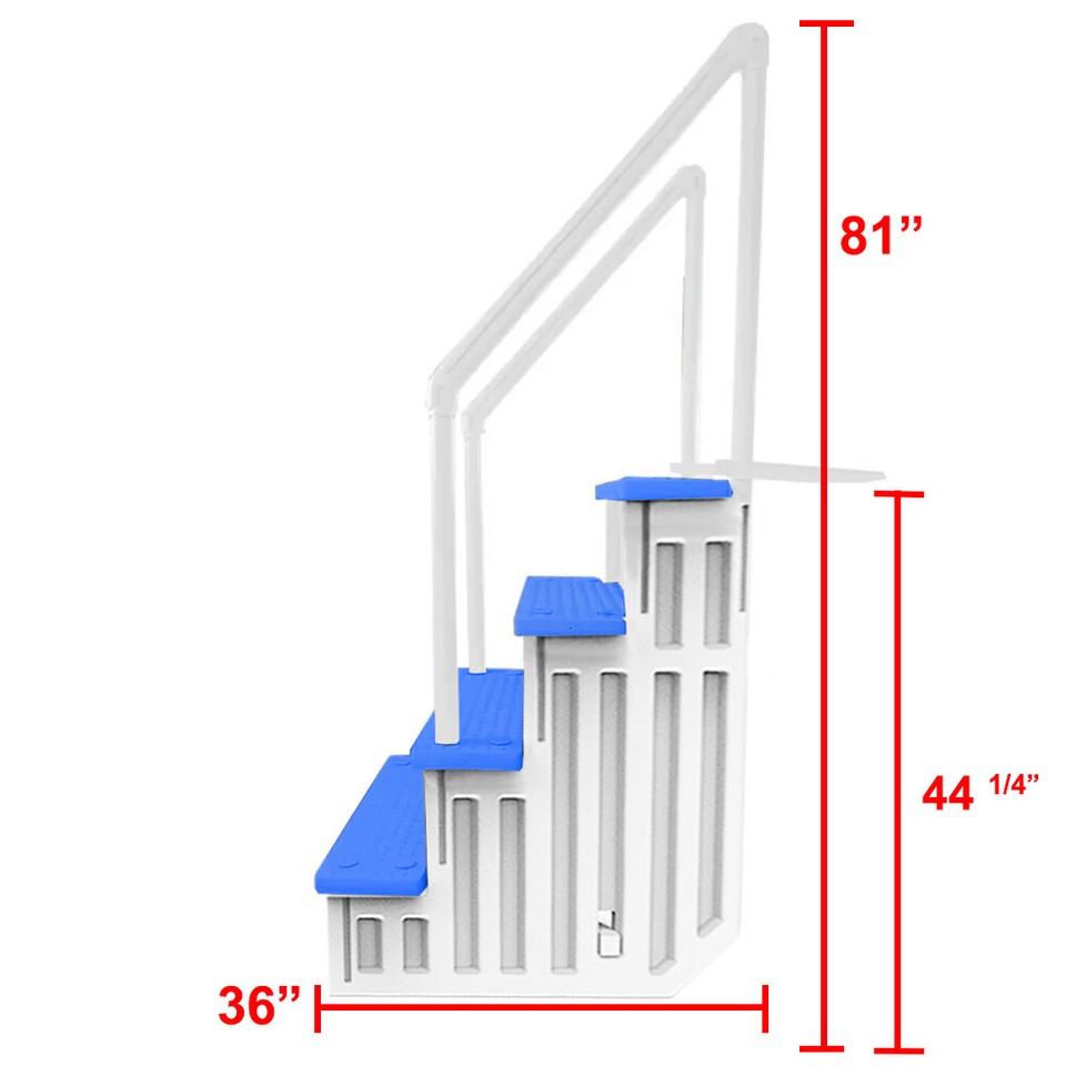 Aqua Select 28" Wide Above Ground Heavy Duty Swimming Pool Step Ladder ...
