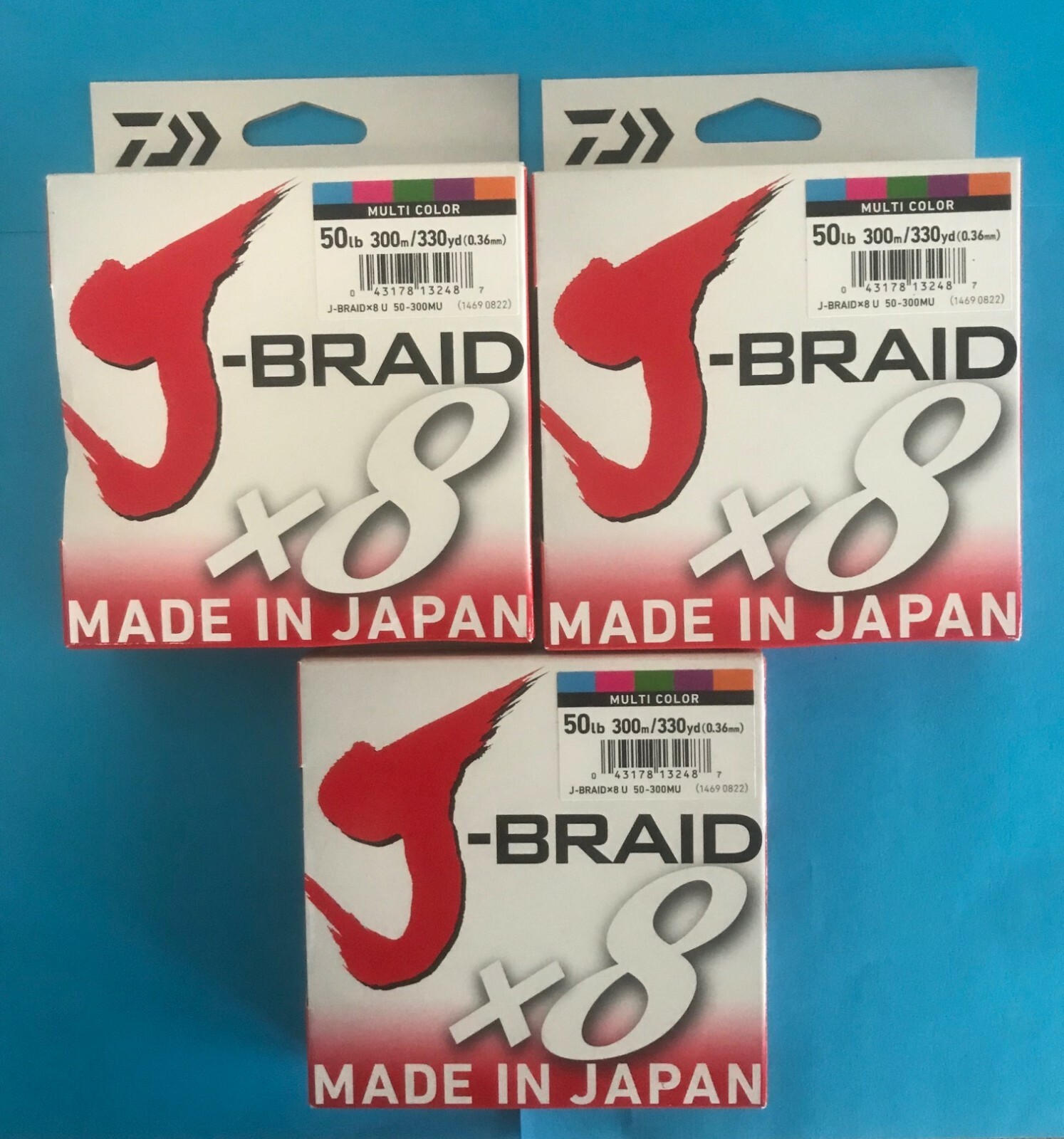 Daiwa J-Braid 300 Meter Multi-Color Line 20 30 40 50 80 LB J-Braid x 8 ...