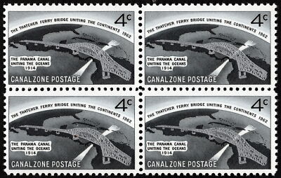 Canal Zone - 1962 - 4 Cents Black & Silver Thatcher Ferry Bridge Block ...