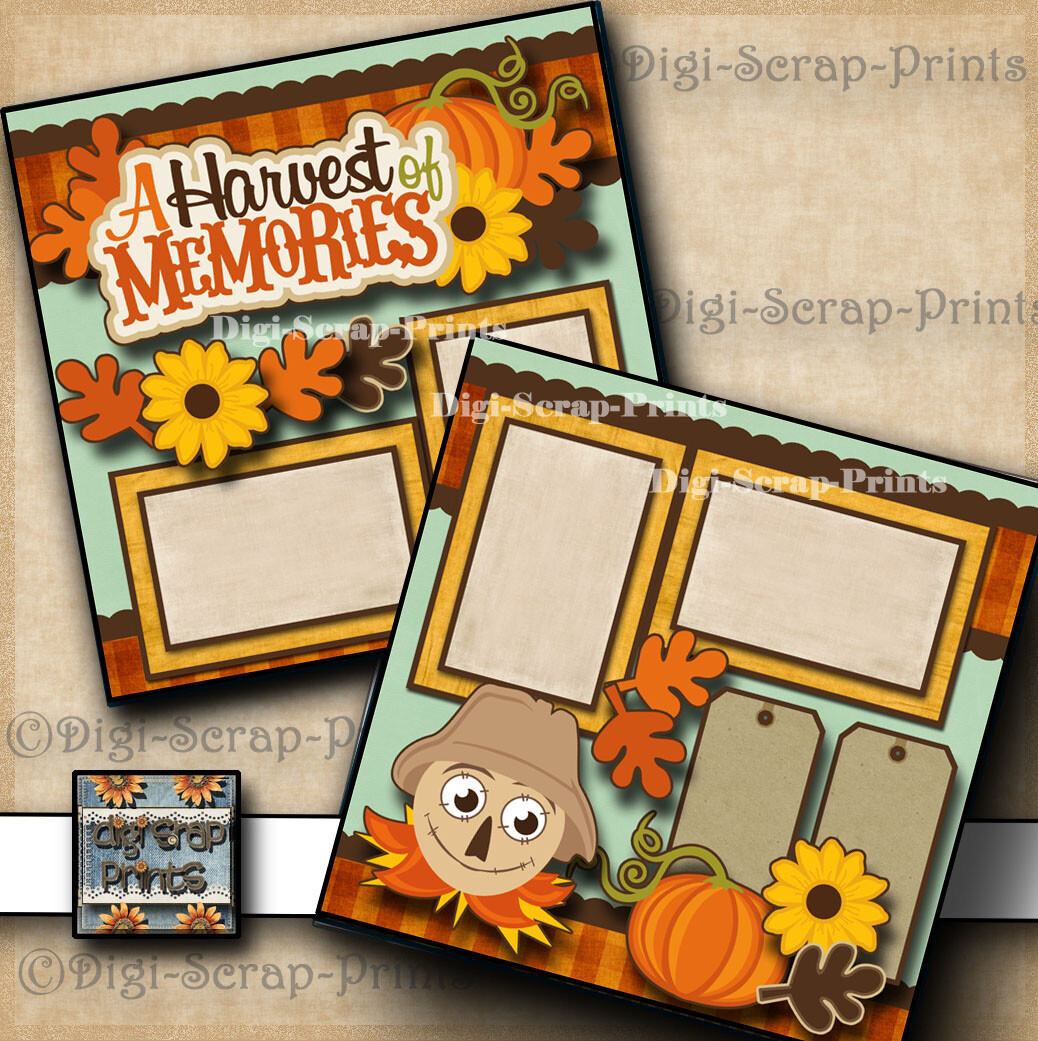 FALL ~ HARVEST MEMORIES 2 premade scrapbook pages paper printed ...