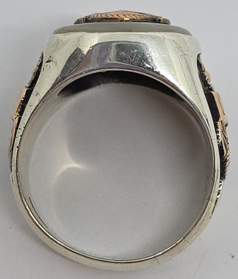 14k Two Tone Gold Anchor Navy Round Fancy Mens Ring 13.5 Grams USN ...