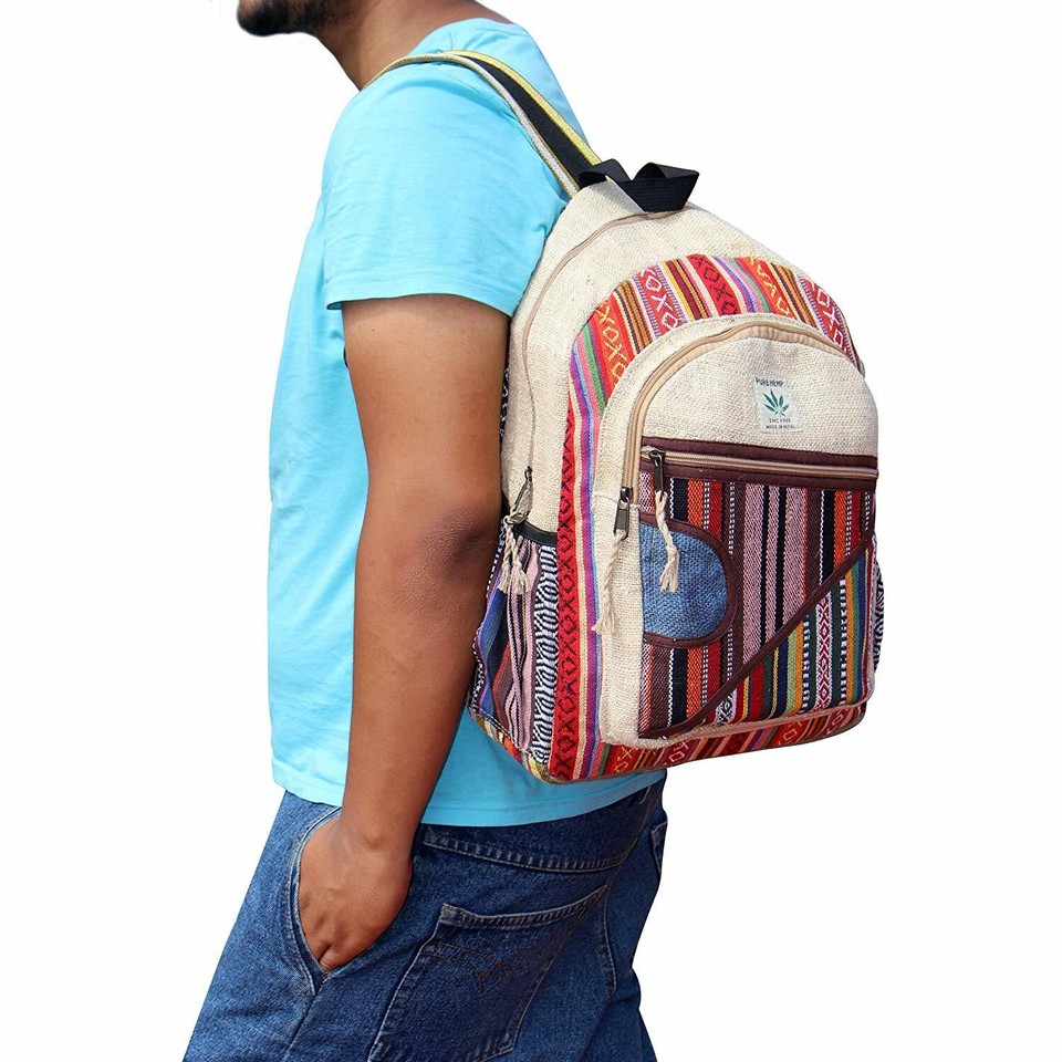 Himalayan Group Multi Pocket Pure Hemp Laptop Backpack NWT USA SELLER ...