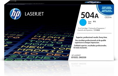 Original HP CE251A 504A Cyan Toner Cartridge For LaserJet CP3525 ...