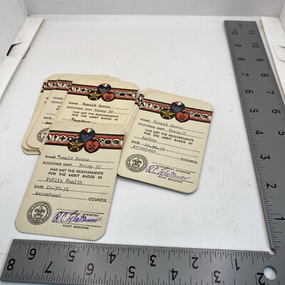 13 1951 and 1952 Merit Badge Cards BSA Boy Scouts Arrowhead Council 39D ...