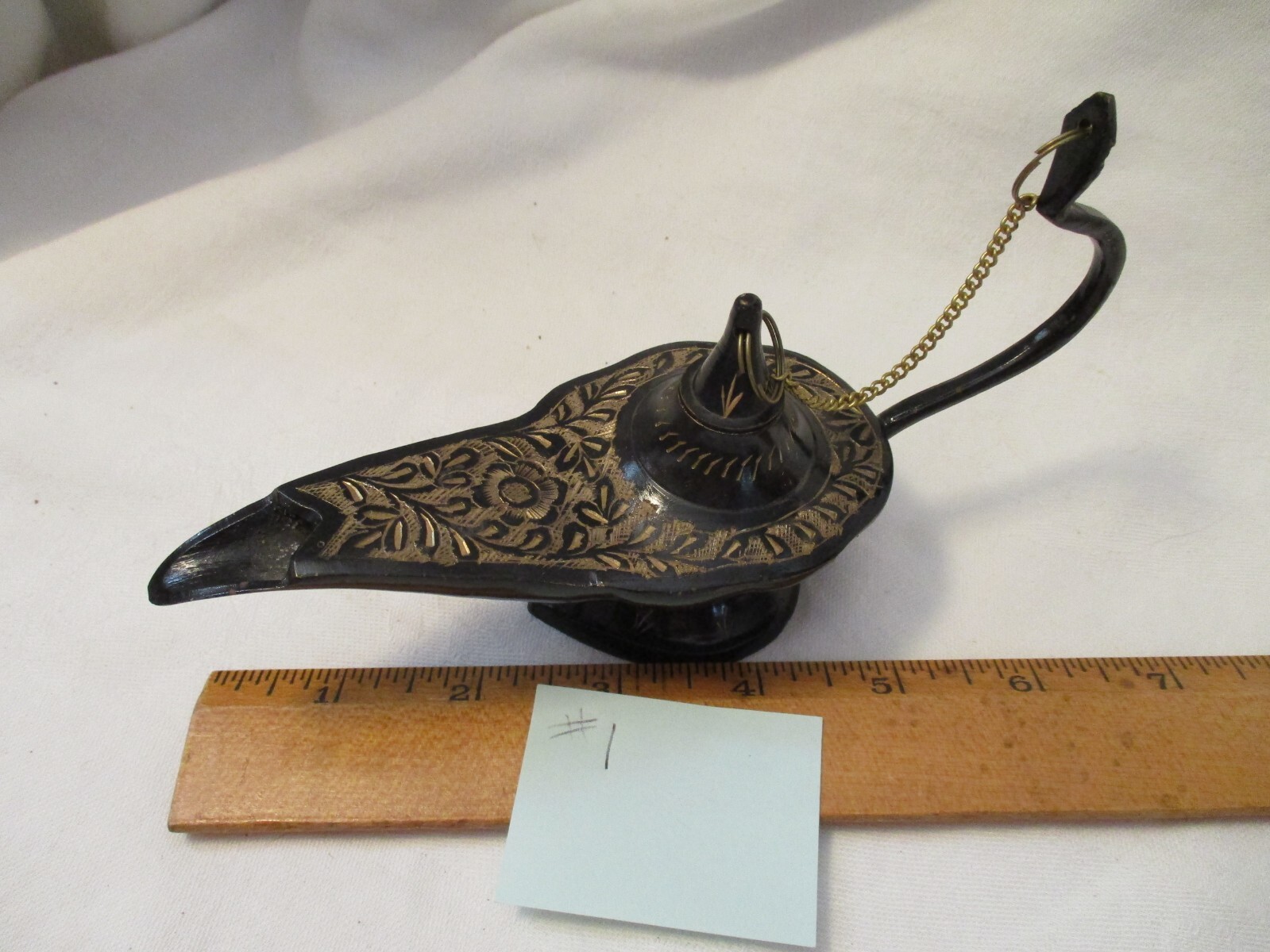 Aladdin Black Etched Brass Genie Lamp Vintage Style Incense Burner ...