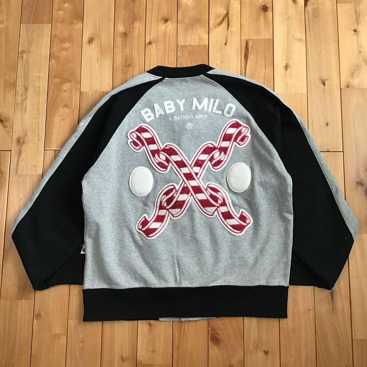 BAPE MILO LOGO sweat varsity jacket a bathing ape NIG… - Gem