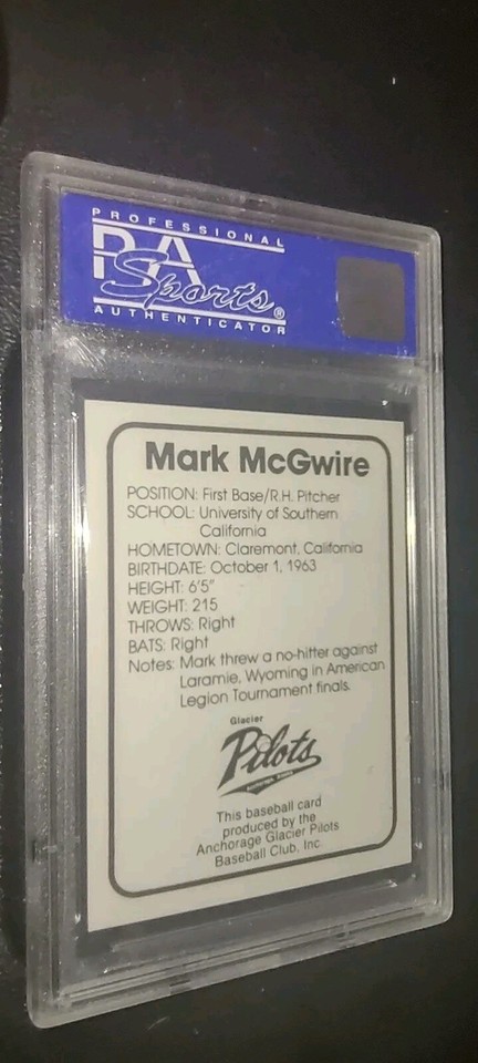 1982 Anchorage Glacier Pilots Mark McGwire PSA 8 minor league Oakland ...