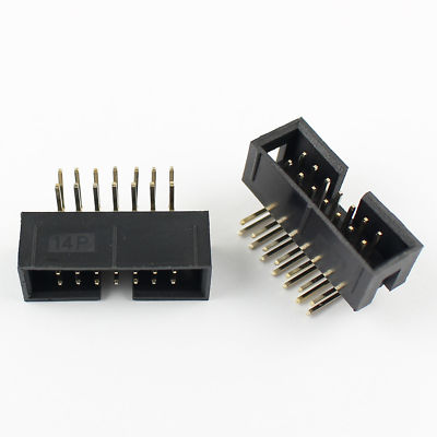 100Pcs 2.54mm 2x7 Pin 14 Pin Right Angle Male Shrouded IDC Box Header ...