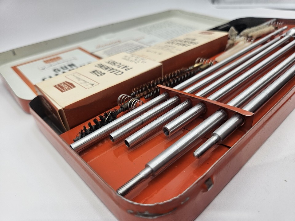 Vintage Sears Gun Cleaning Kit Ted Williams Orange Metal Case | eBay