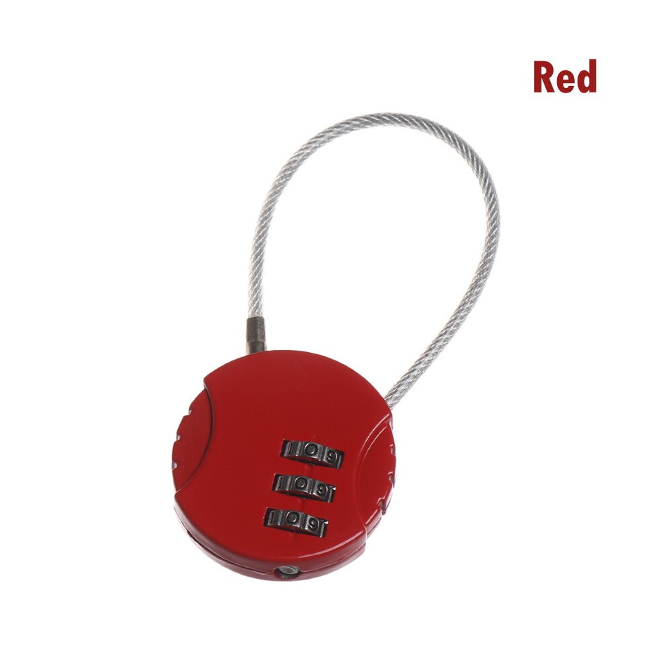 STRONG 3 DIGIT COMBINATION LOCK Bag Backpack Travel Cycle Security Wire ...