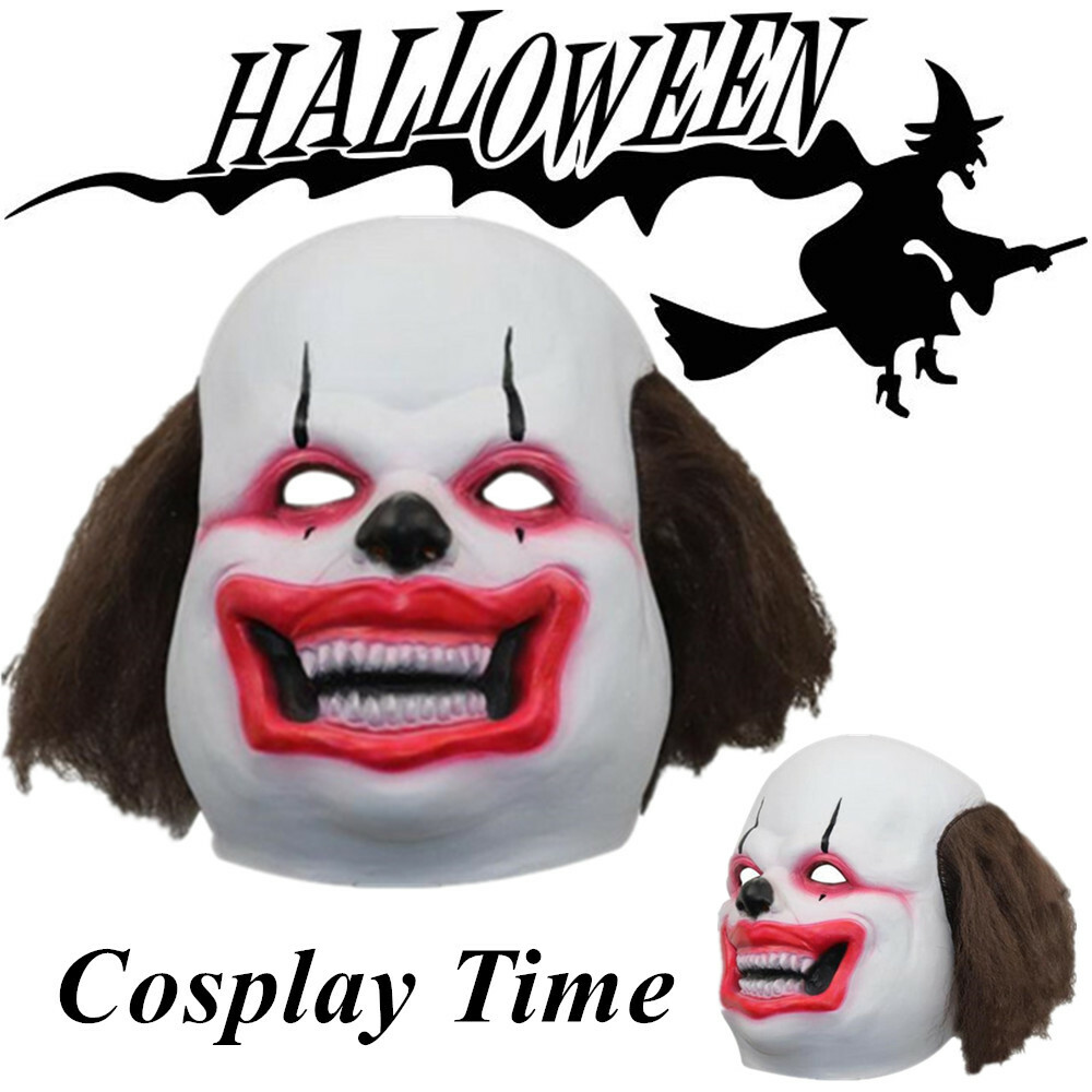 Latex Clown Mask Bald Head Dr Pennywise Full Head Movie Costume Gifts ...