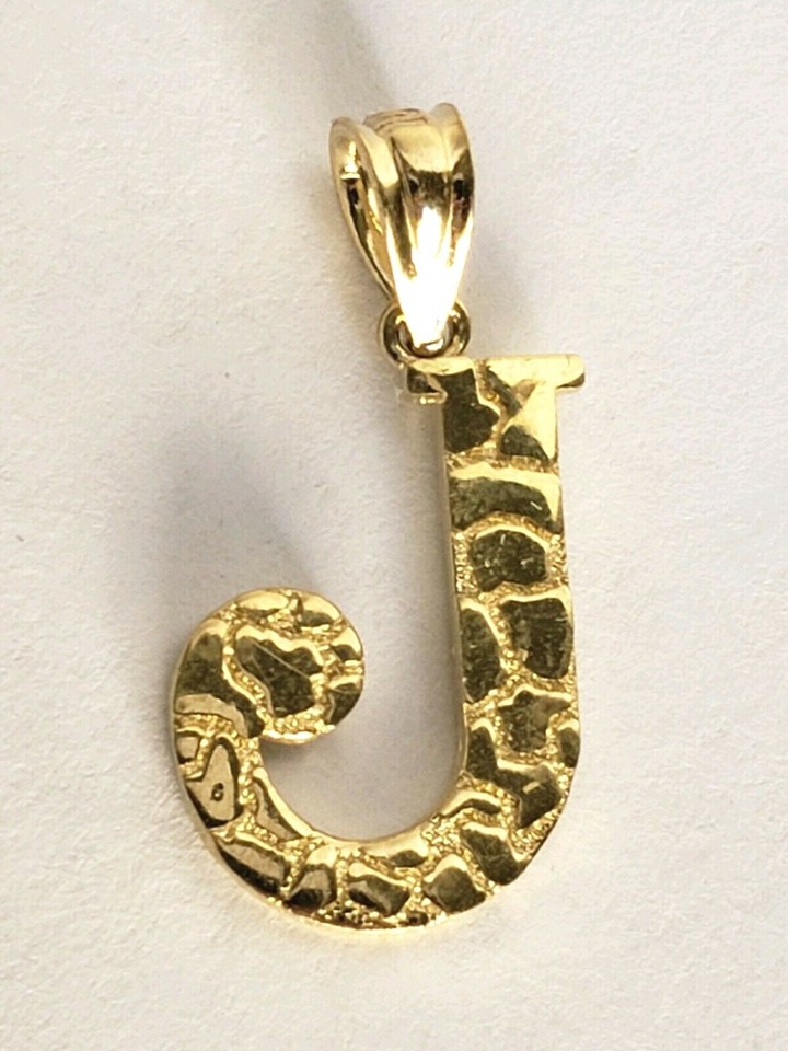 real 10k yellow gold initial J pendant charm 0.80 inch long | eBay