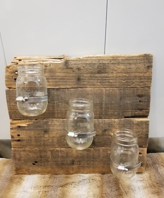 RUSTIC RECLAIMED REPURPOSED RAW PALLET WOOD WITH 3 BALL MASON JARS SIGN ...